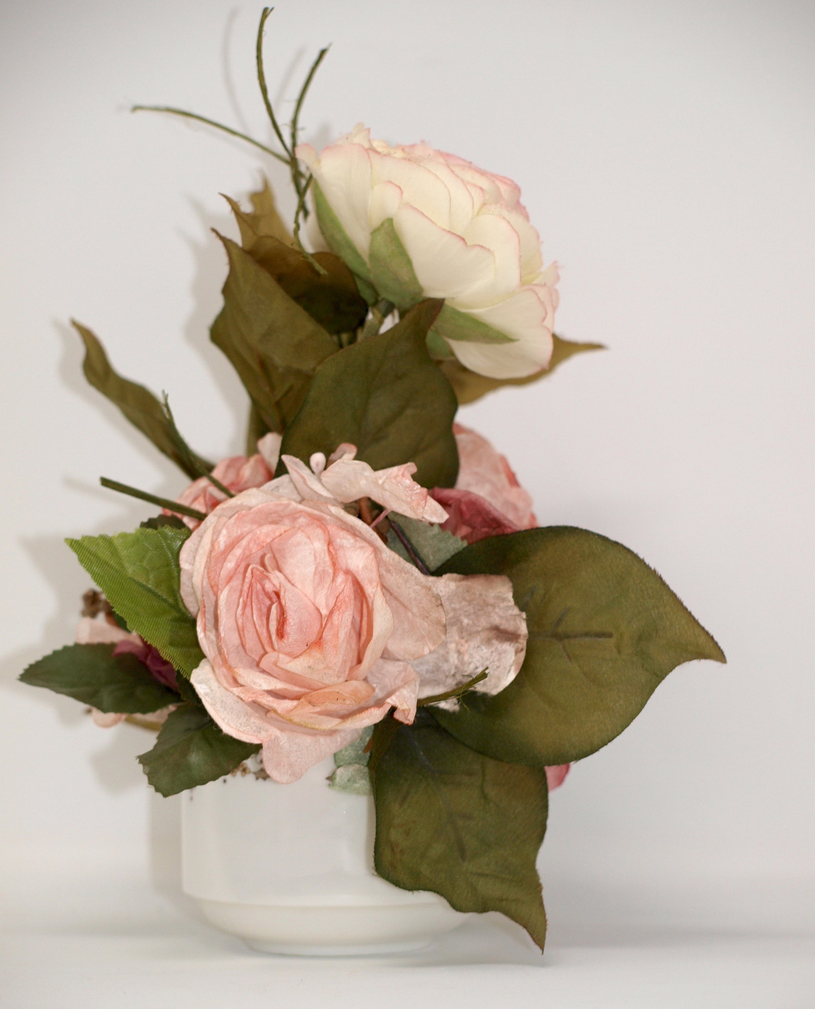 Teacup Silk Flower Arrangement, Teacup Flowers, Vintage Tea Cup, Roses ...