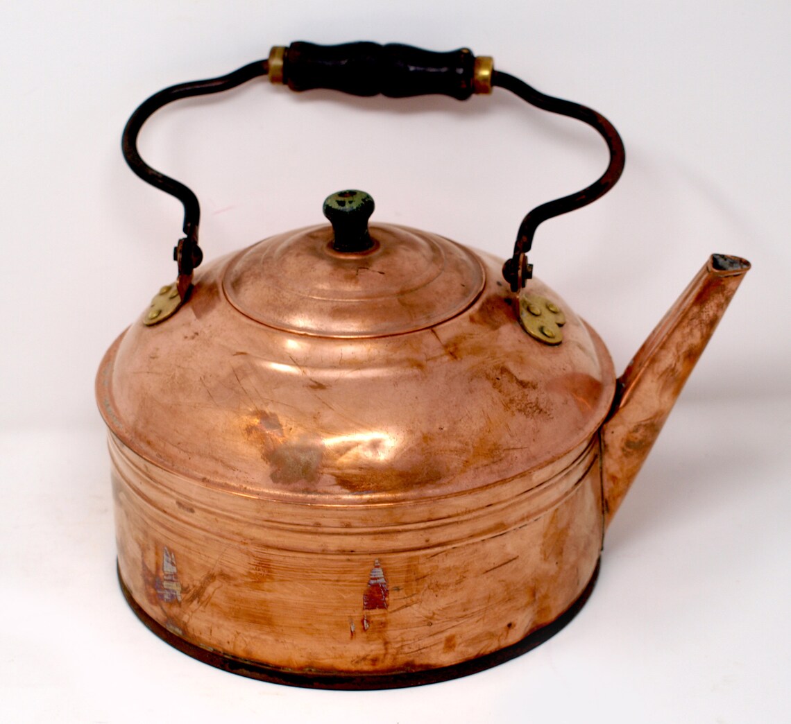 Large Old Copper Kettle Shabby Chic Cottage Style Farm - Etsy