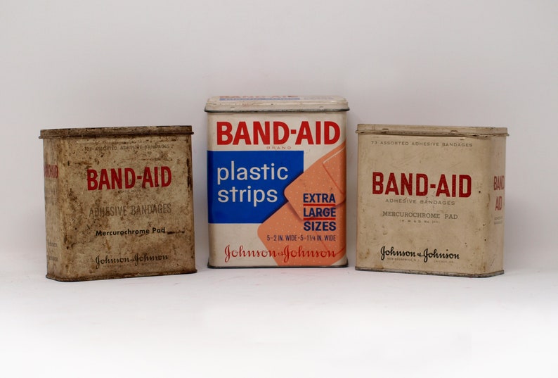 Lot of 3 Vintage Band Aid Tins, Collectible, Advertising, Display ...