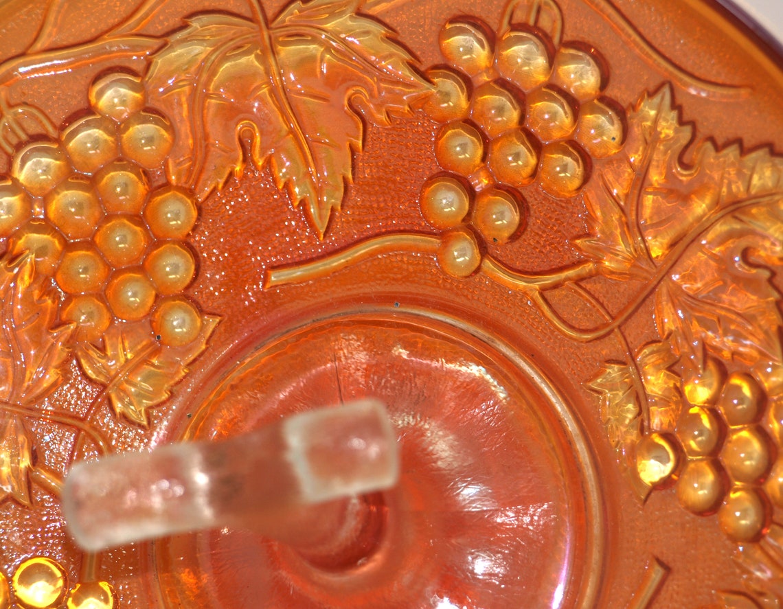Vintage Imperial Carnival Glass Grape Design Candy Dish | Etsy