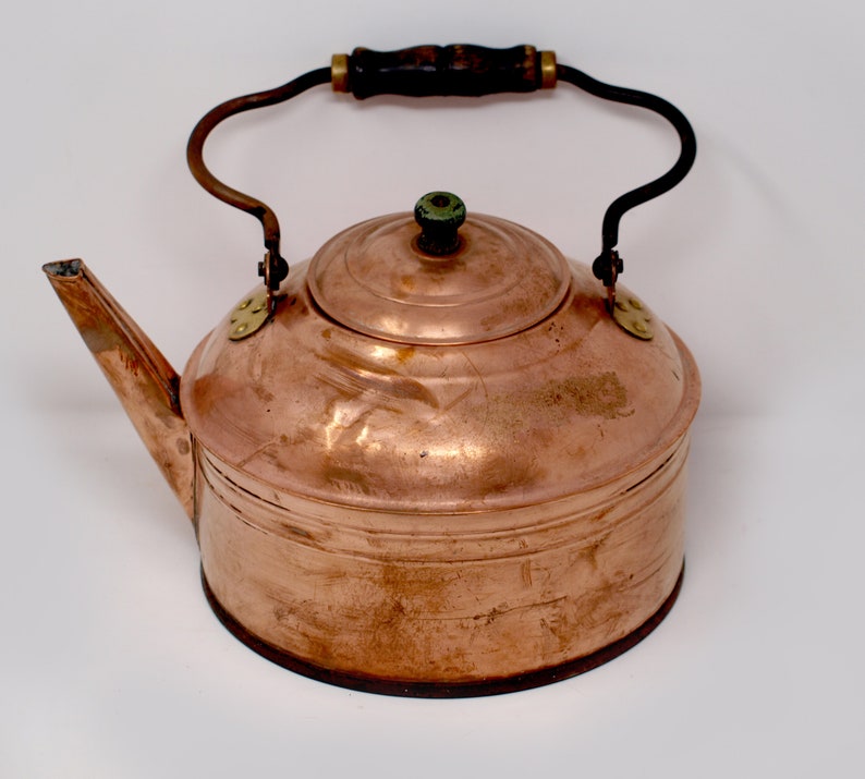Large Old Copper Kettle Shabby Chic Cottage Style Farm - Etsy