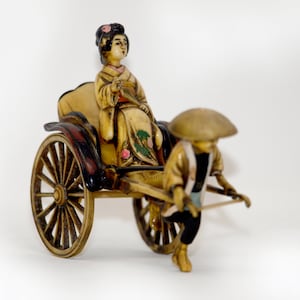 Collection of 4 Celluloid Japanese Rickshaws Plastic Figurines ...