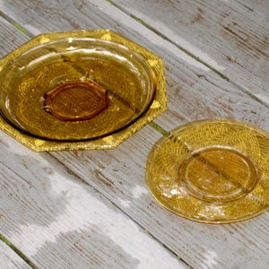 2 Vintage Amber Glass Plates, Dishes,shabby Chic, Cottage Style, Farm ...