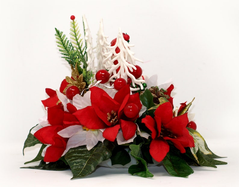 Holiday Floral Arrangement Centerpiece Santa Claus Figurine - Etsy