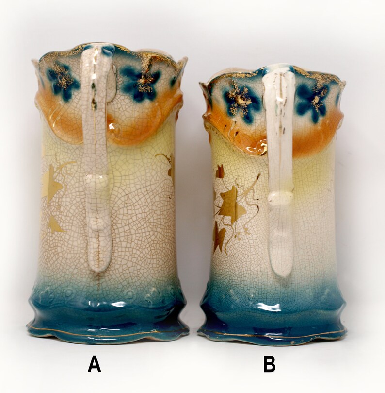 Vintage Ornate Ceramic Pitcher With Gold Leaf Design Teal - Etsy