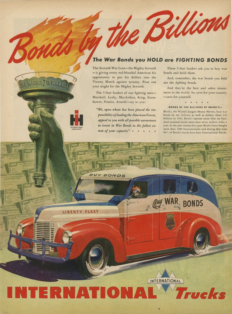 1944 Large Advertising Ad International Trucks Buy War Bonds - Etsy