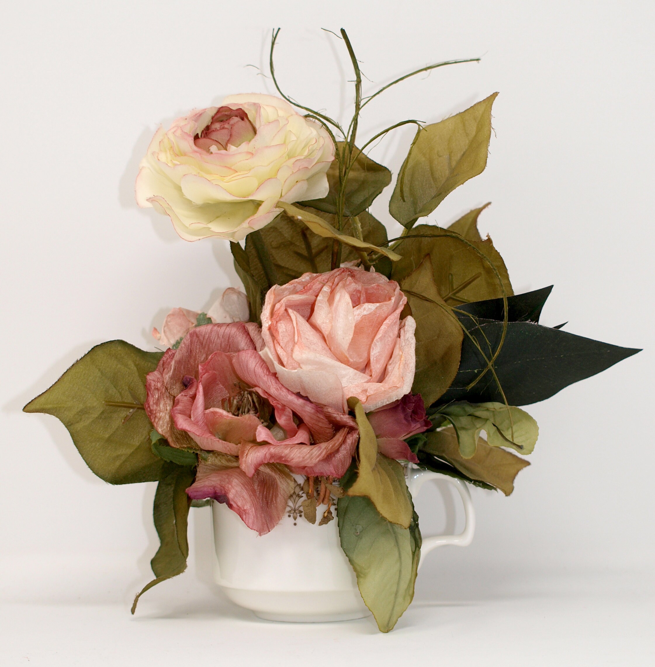 Teacup Silk Flower Arrangement Teacup Flowers Vintage Tea | Etsy