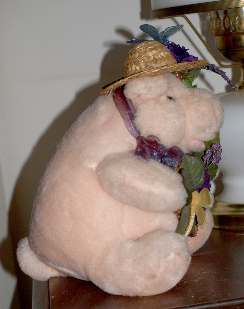 Pig, Hand Embellished Stuffed Animal, ADORABLE, Dragonfly, Flowers ...
