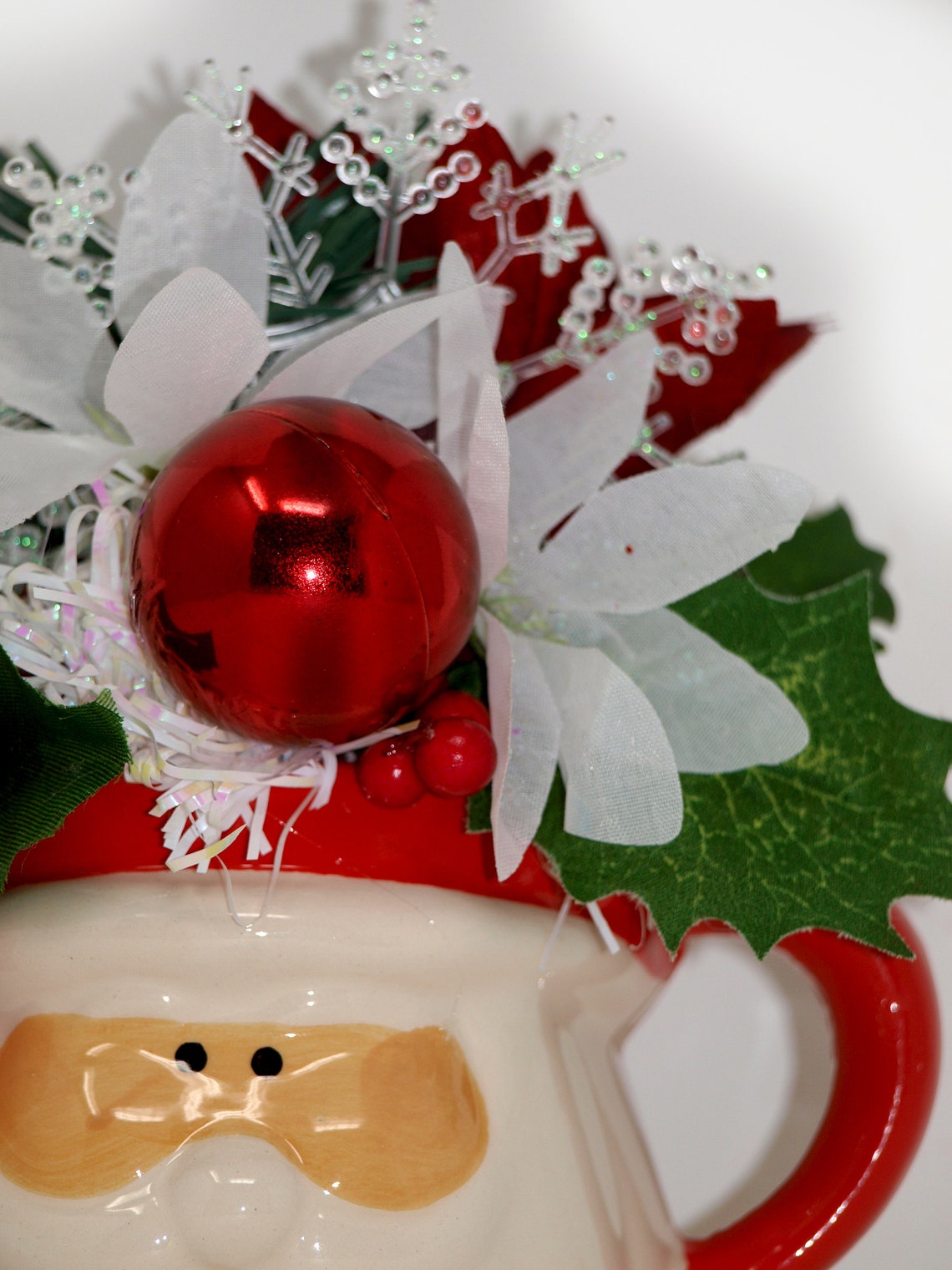 Holiday Floral Arrangement Centerpiece Santa Claus Mug | Etsy