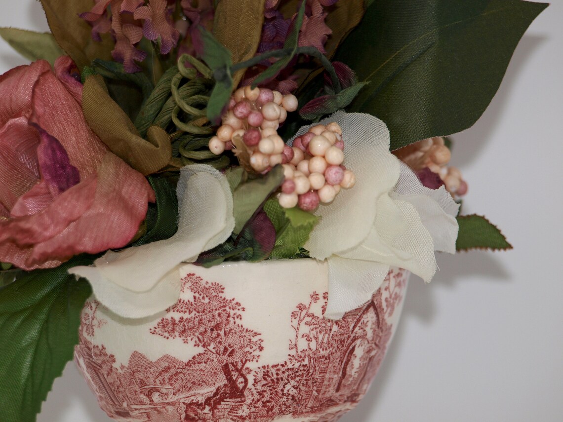 Teacup Silk Flower Arrangement Flowers Vintage Tall Cup | Etsy