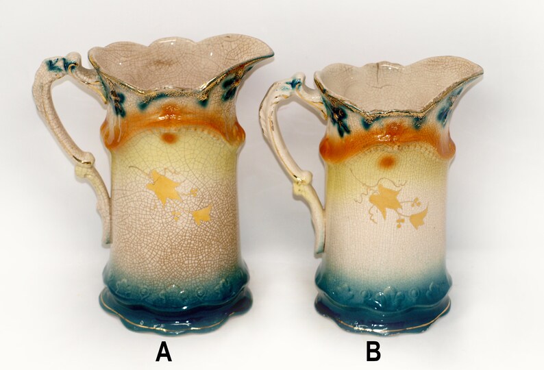 Vintage Ornate Ceramic Pitcher With Gold Leaf Design Teal - Etsy