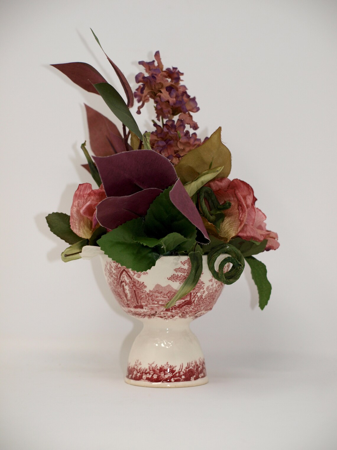 Teacup Silk Flower Arrangement Flowers Vintage Tall Cup | Etsy