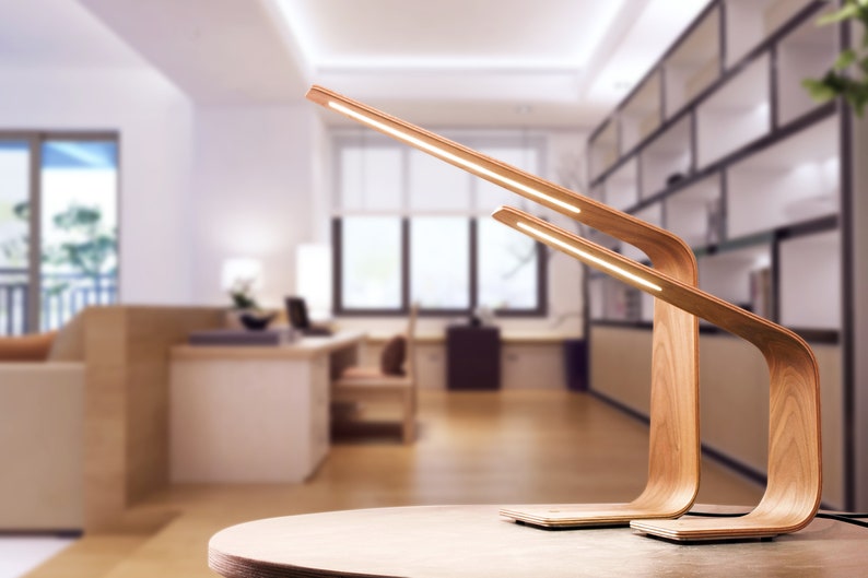 Desk Lamp Wooden LED Light Motion Sensor Office Lamp. | Etsy