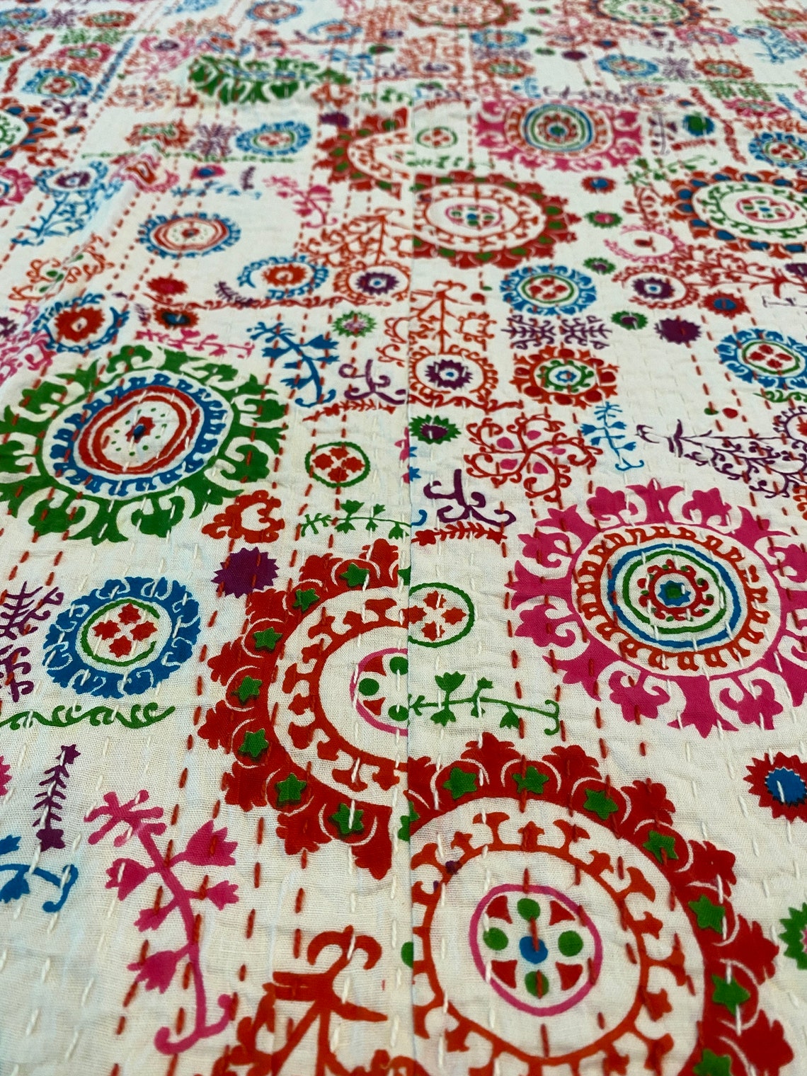 Whimsical Patterns Kantha Quilt Free 2-3 Day Shipping | Etsy