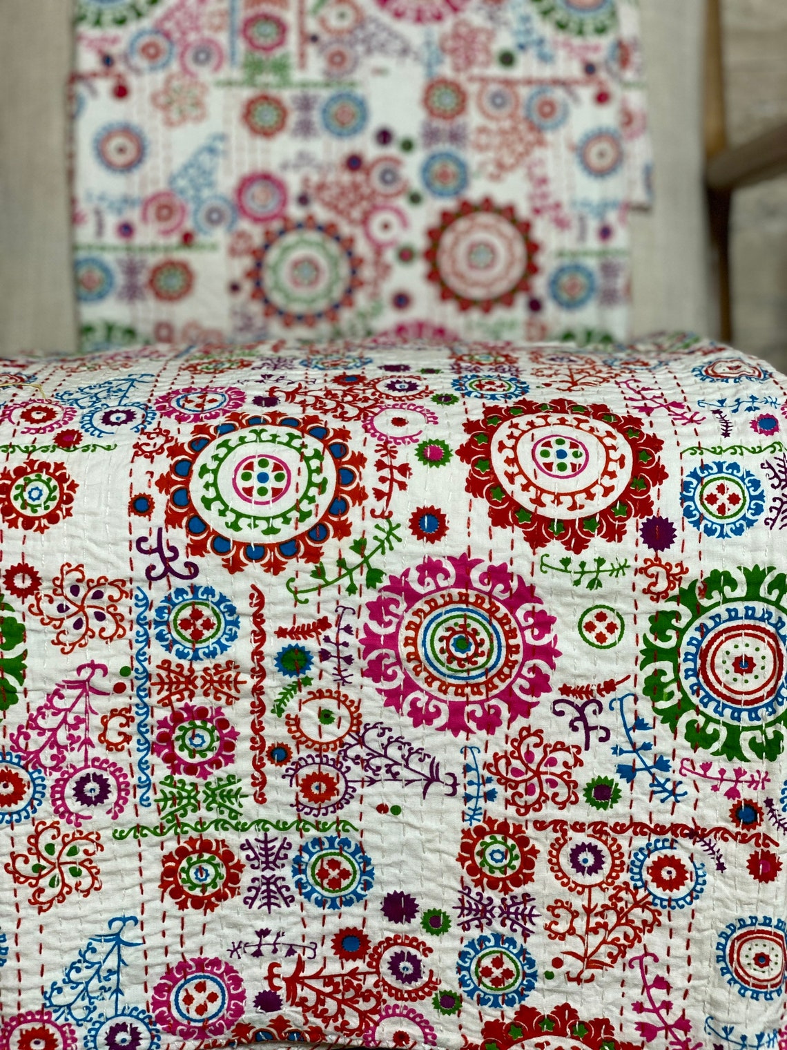 Whimsical Patterns Kantha Quilt Free 2-3 Day Shipping | Etsy