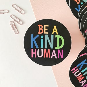 Be A Kind Human Sticker, Waterproof Sticker, Hydroflask Stickers ...
