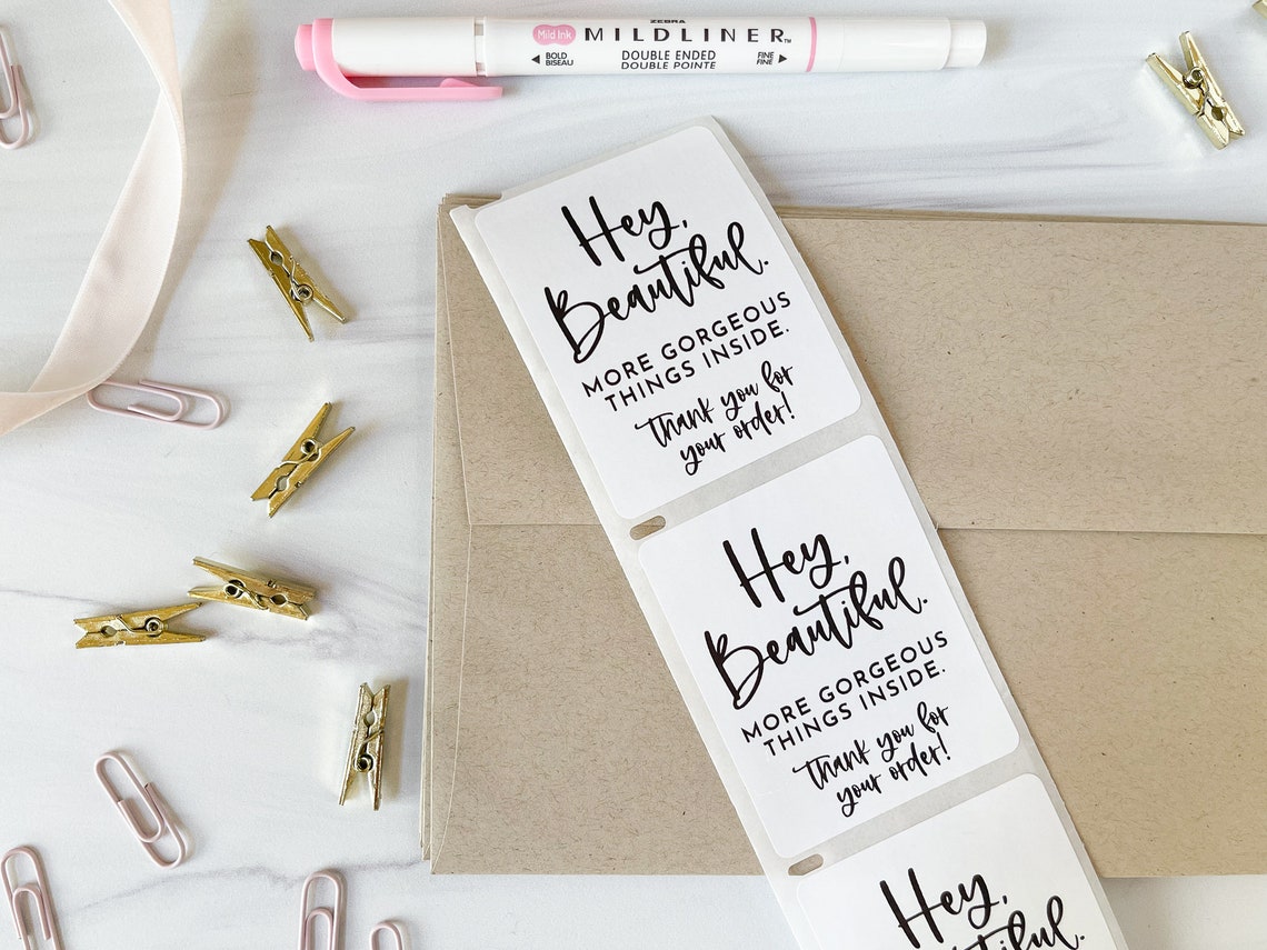 Hey Beautiful Stickers Label Packaging Business Sticker - Etsy