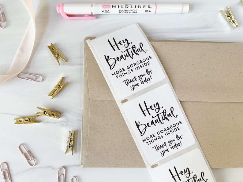 Hey Beautiful Stickers Label Packaging Business Sticker - Etsy