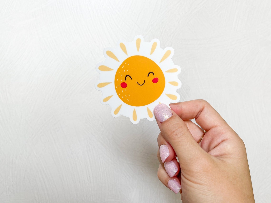 Happy Sun Sticker Waterproof Sticker Hydroflask Stickers | Etsy