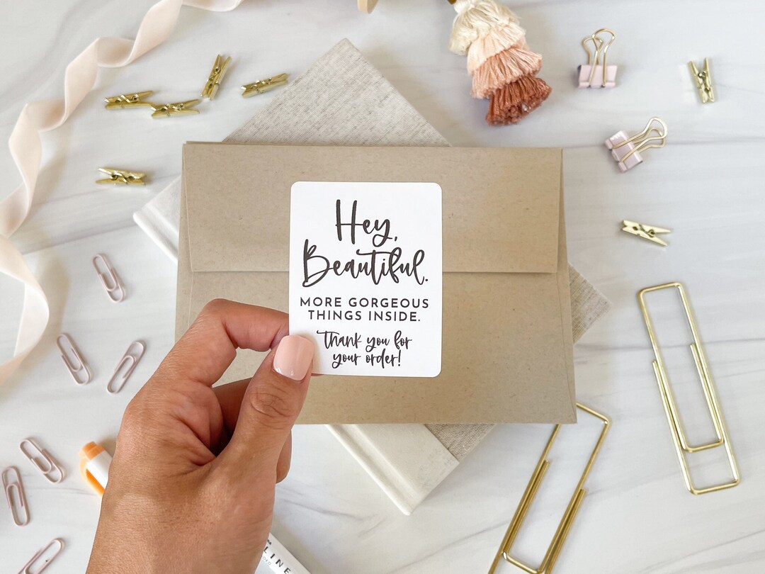 Hey, Beautiful Stickers, Label, Packaging Business Sticker, Roll ...