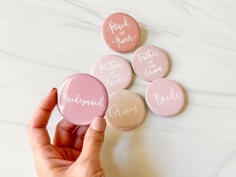Neutral Wedding Button Pins Clothing Magnet Wedding Party | Etsy