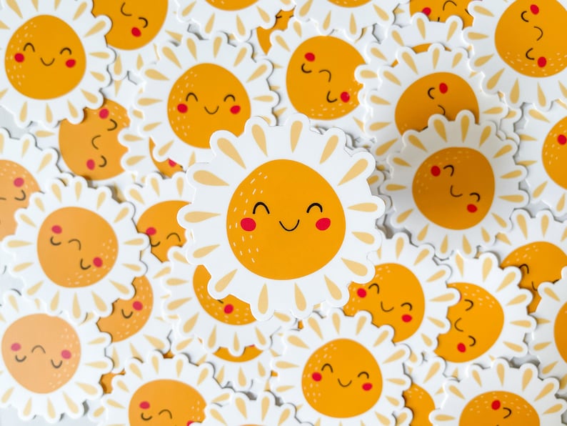 Happy Sun Sticker Waterproof Sticker Hydroflask Stickers | Etsy