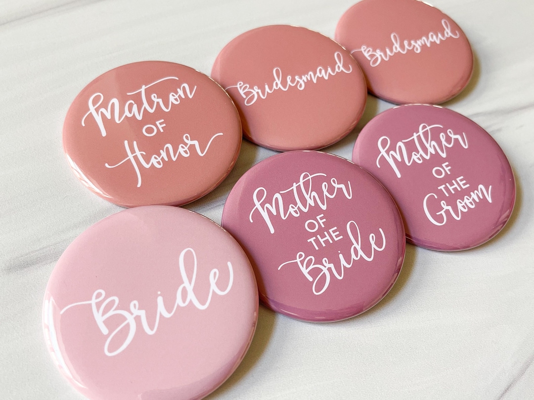 Neutral Wedding Button Pins, Clothing Magnet, Wedding Party, Wedding ...