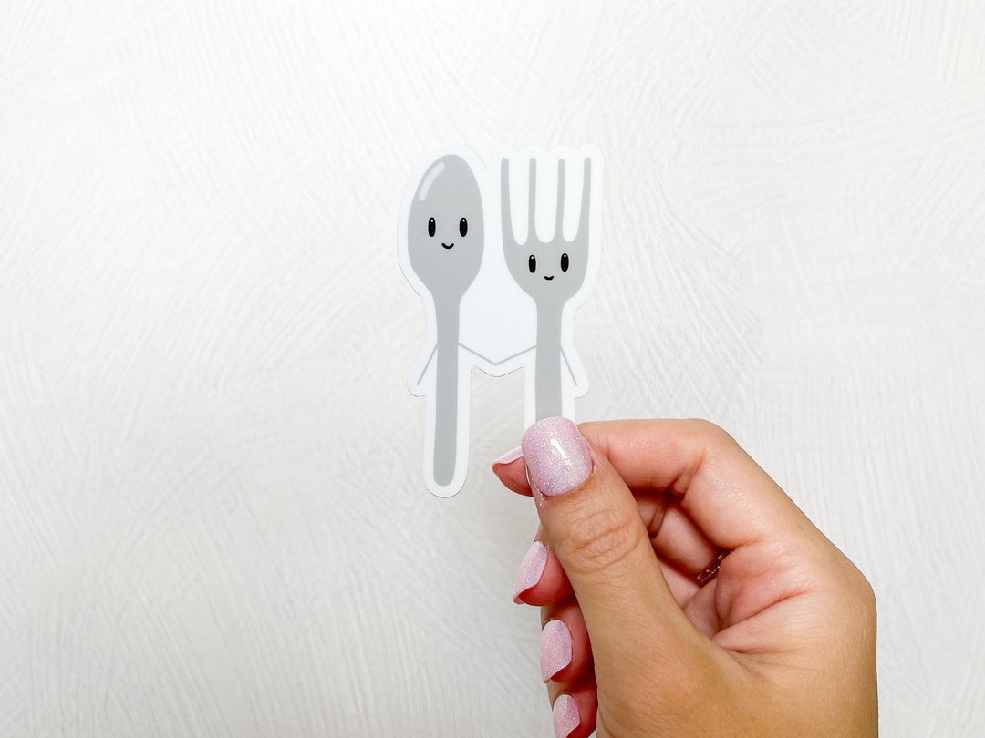 Fork and Spoon Sticker, Waterproof Sticker, Hydroflask Stickers, Kawaii ...
