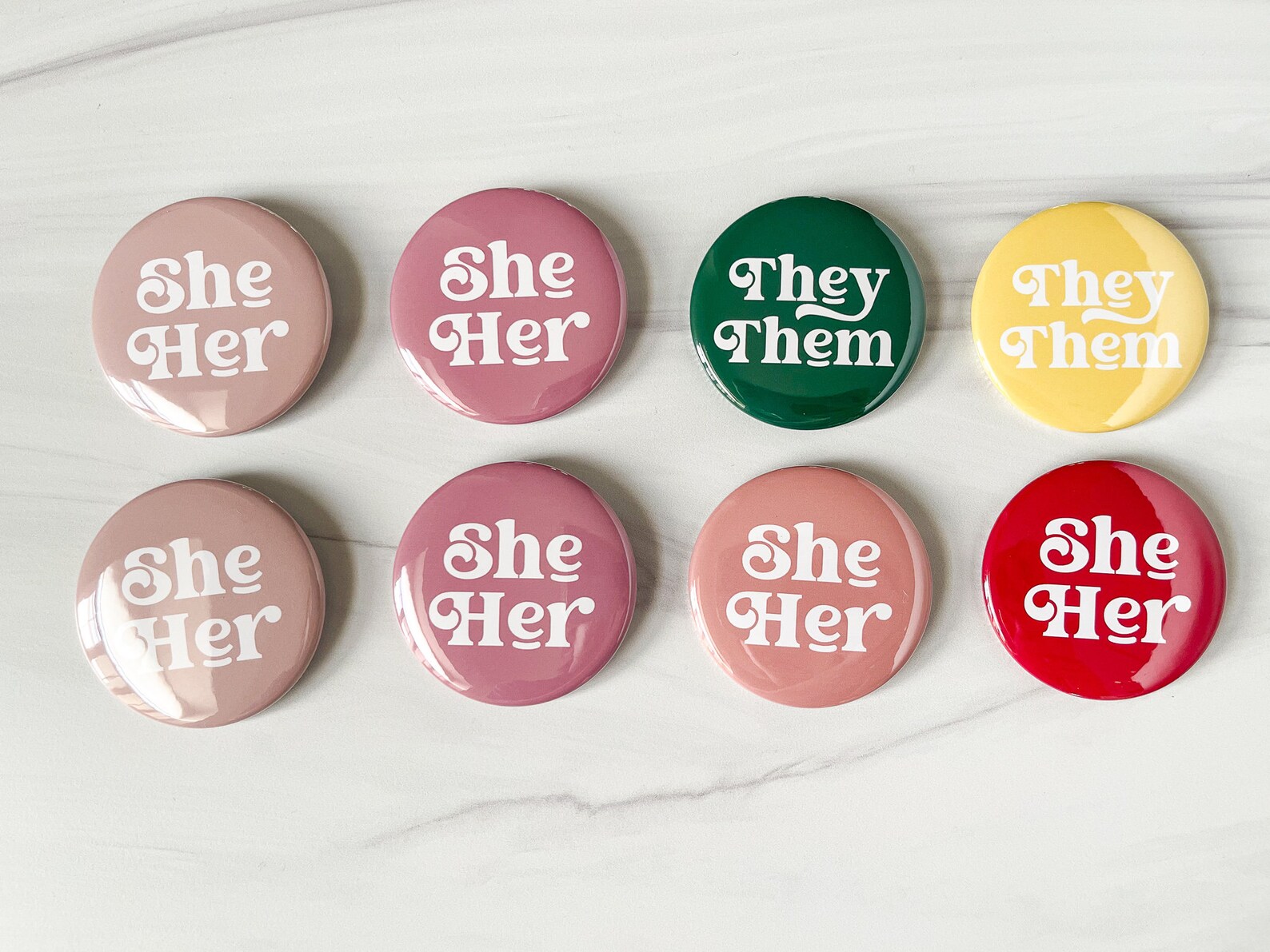 Pronouns Badge Button Pins He Him Pin They Them Pin She Her - Etsy