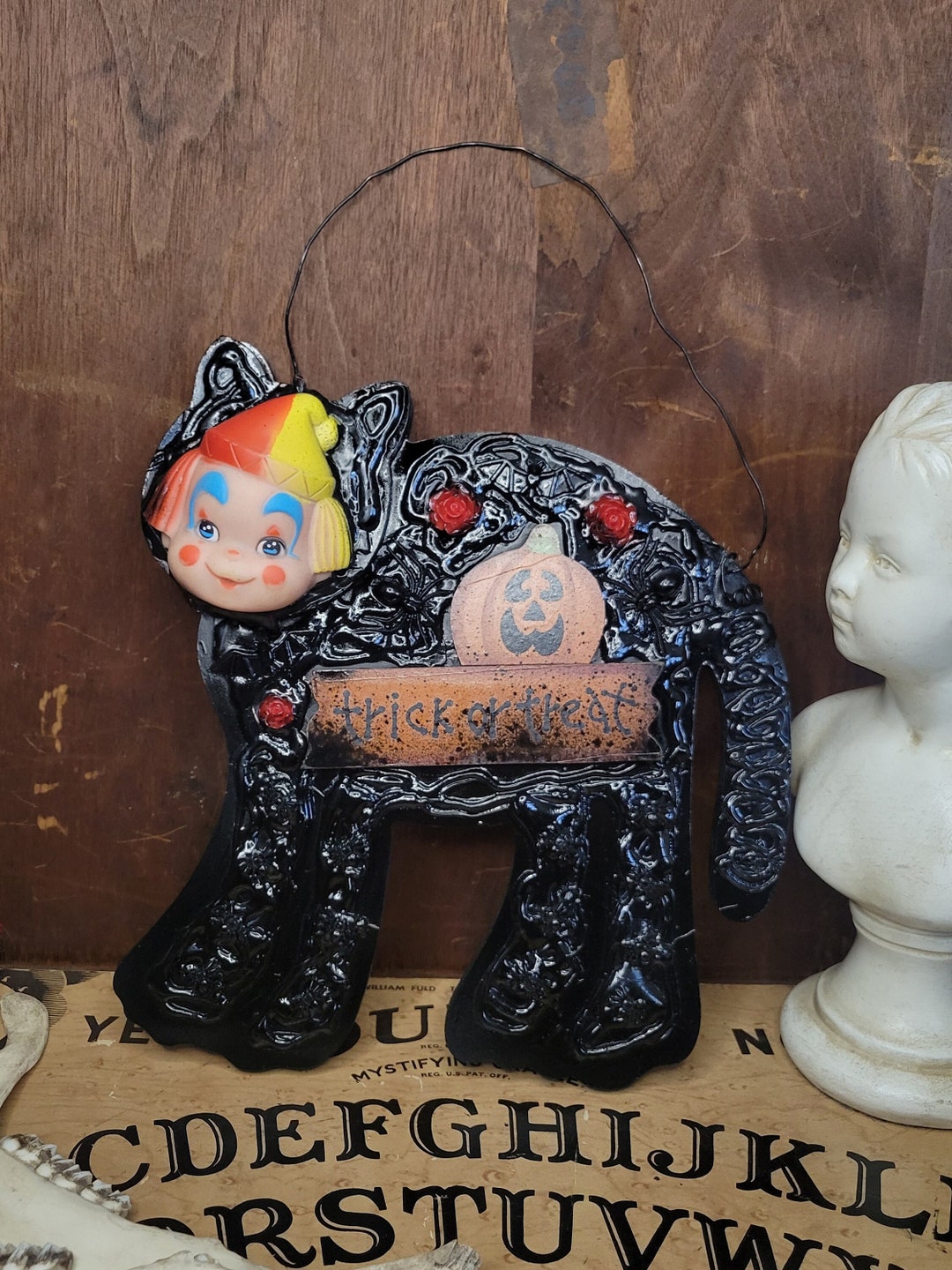 Clown Baby Black Cat Wall Hang, Gothic Decor, Horror Decor, Dark Art ...