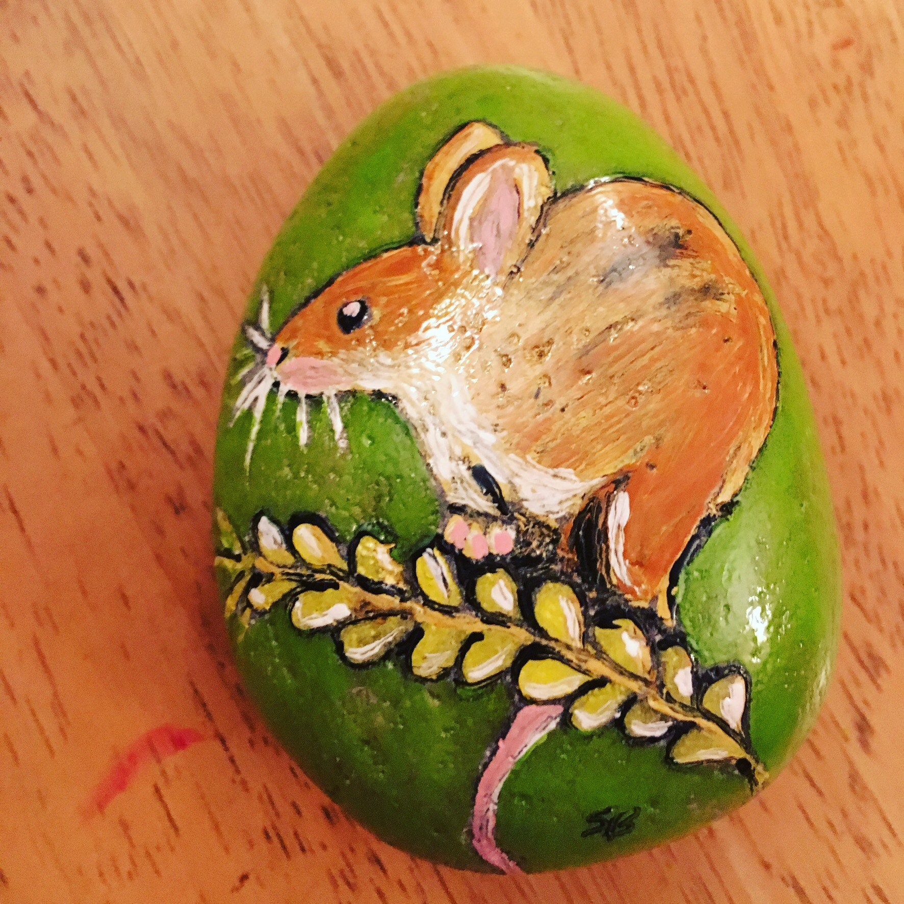 Hand Painted Mouse Stone - Etsy