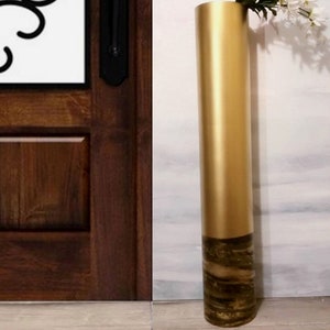 Tall Floor Vase Gold, Floor Vase 3 Feet Tall, Gold Vase, Tall Glass ...