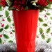 Tall Red Glass Vase, Tall Red Vase, Holiday Vase, Red Décor, Large Red ...