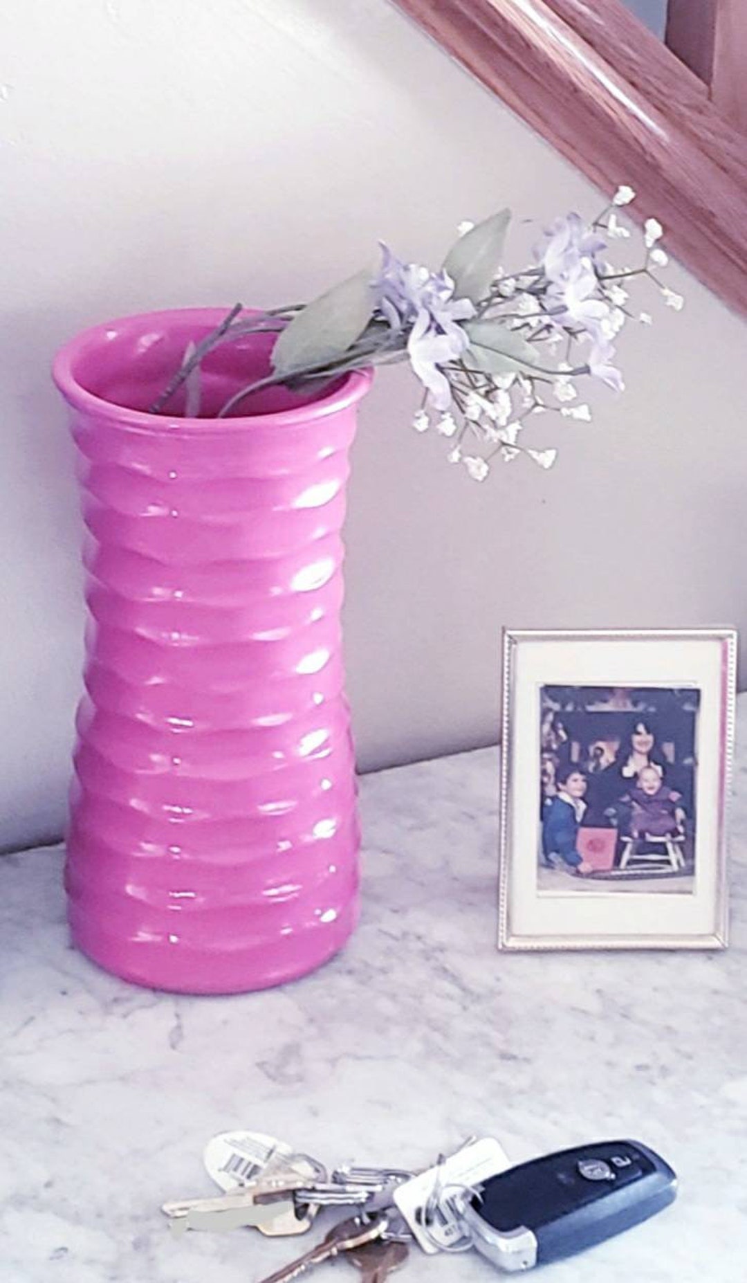 Hot Pink Glass Vase, Tall Pink Vase Glass, Fuchsia Vase, Pink Décor ...