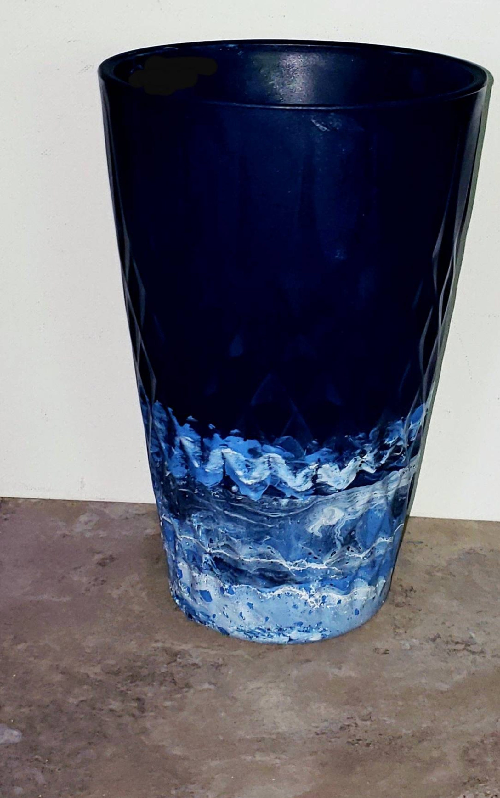 Large Navy Blue Glass Vase Etsy