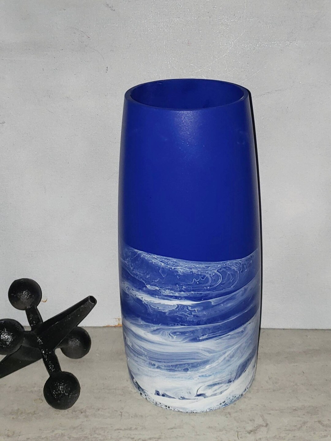 Tall Blue Glass Vase Tall Blue Glass Vase Large Indigo Blue Etsy