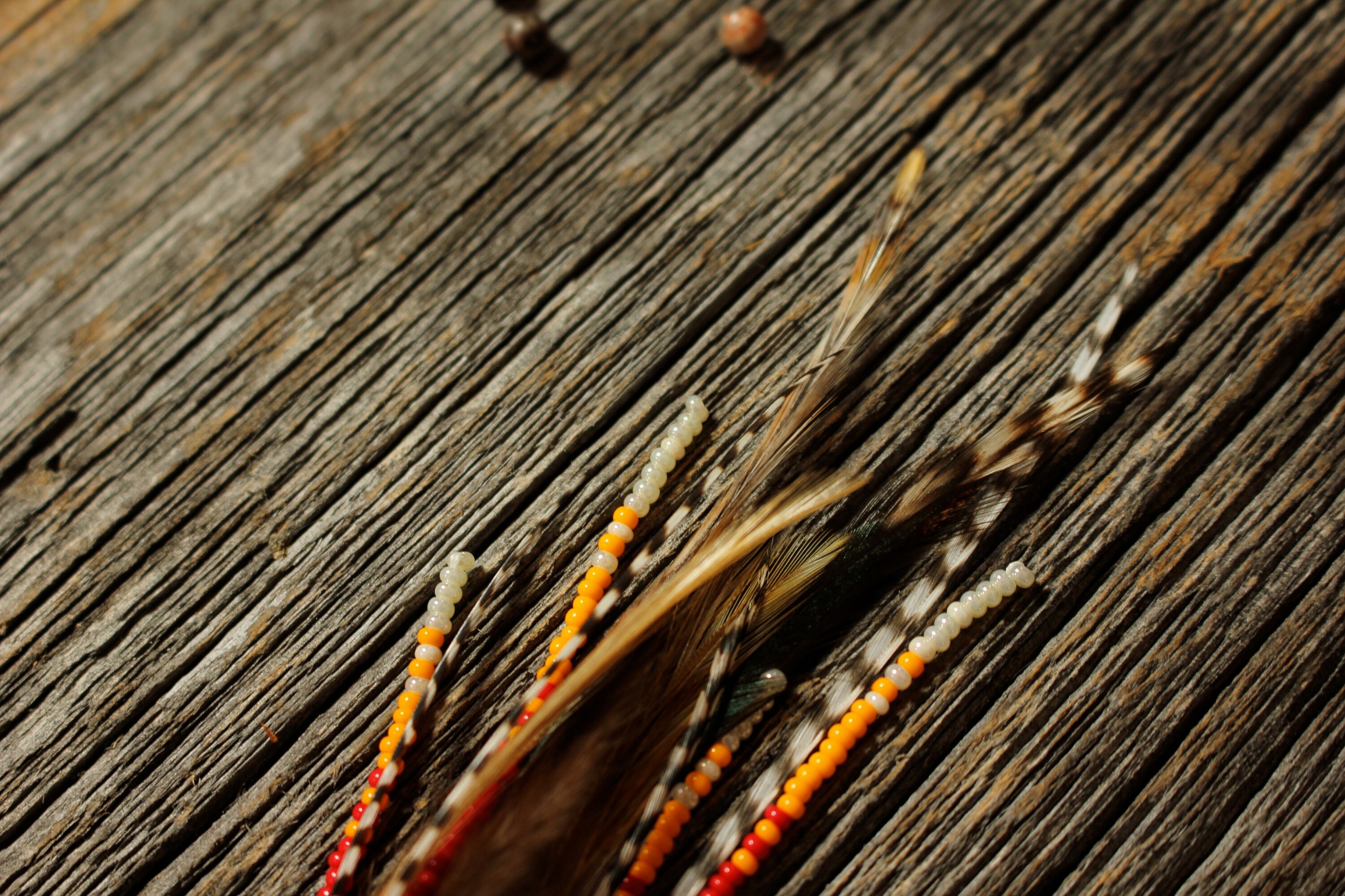 Fire Colors Feathers and Beads Earrings - Seed Beads - Ultra Long ...