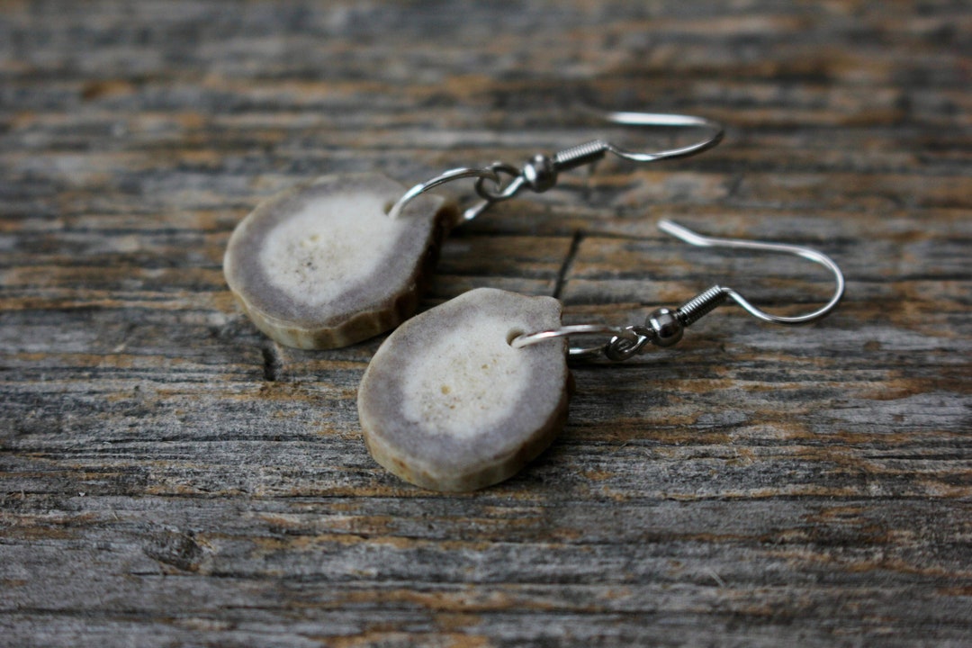 Antler Earrings - Hand Made Real Antler Slices - Deer, Moose or Caribou ...