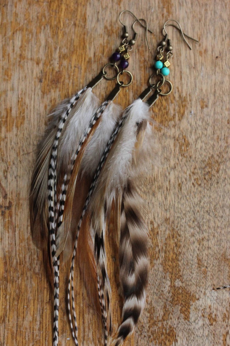 Ultra Long Feathers Earrings Boho Feather Earrings Natural - Etsy