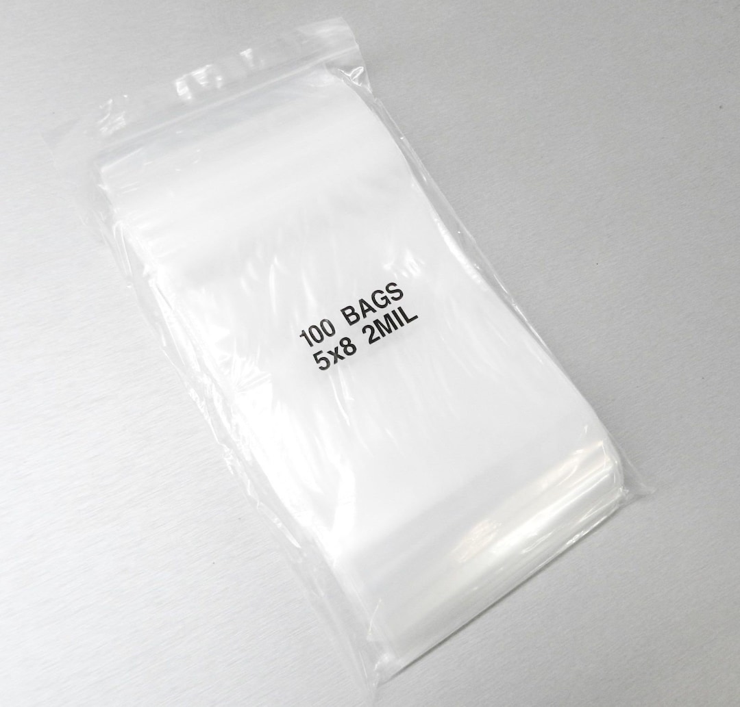 100 Reclosable Bags 5x8 Clear 2mil Plastic Squeeze Slide Top Lock Bag 5 ...
