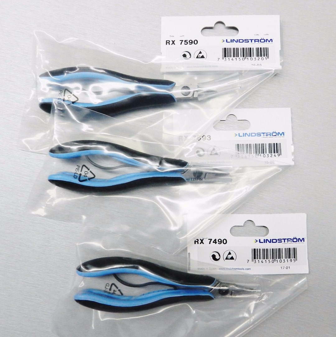 Lindstrom RX Series Pliers Kit 7490 Flat 7590 Round 7893 Chain Nose Set ...