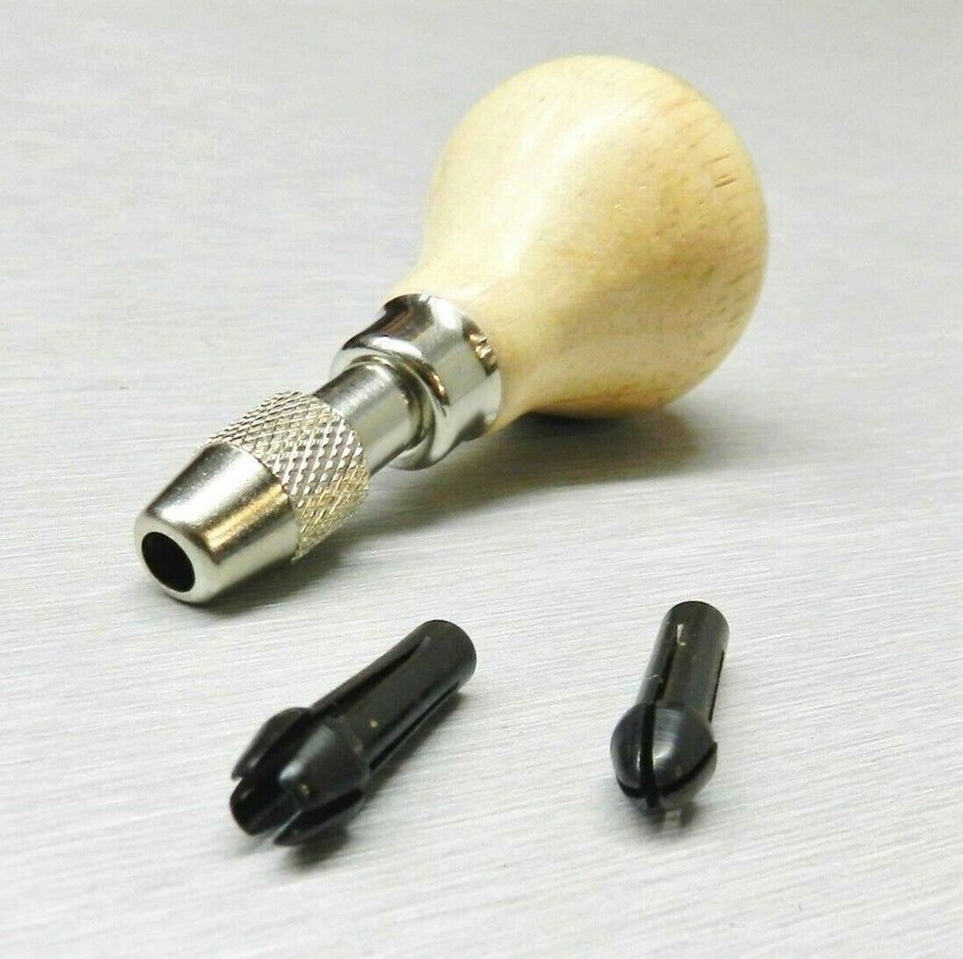 Hand Chuck Wooden Pear Wood Handle Pin Vise Tool 2 Steel Collets Hold 0 ...