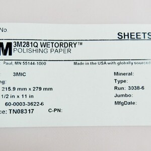 3M Tri-mite Wet or Dry Polishing Paper 4000 Grit 3 Micron Pink Box of ...