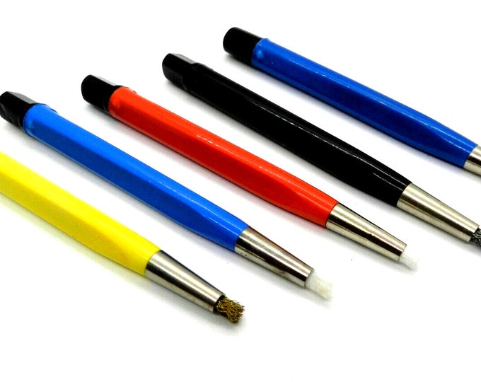 5pc Scratch Brush Pen Set Brass Steel Fiberglass Nylons Watch Repair ...