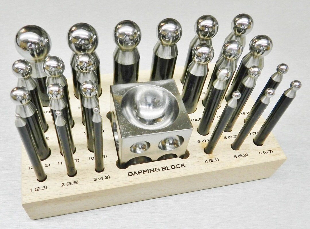 Dapping Set Punches & Block Steel Forming 24pc for Jewelry Repousse ...