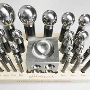 Dapping Set Punches & Block Steel Forming 23pc Large Size 43mm-3mm ...