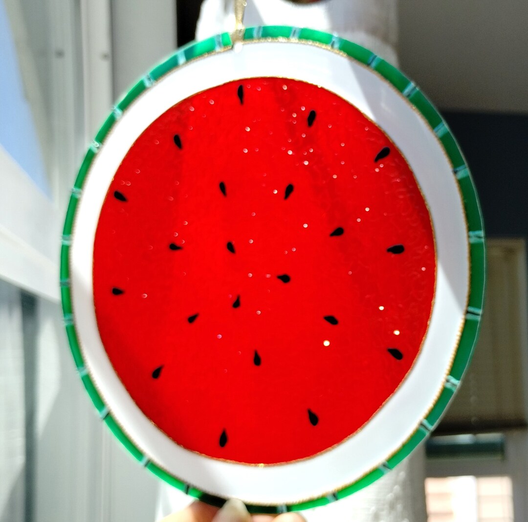Watermelon 8 Suncatcher Faux Stained Glass Sun Catcher Modern Painting ...