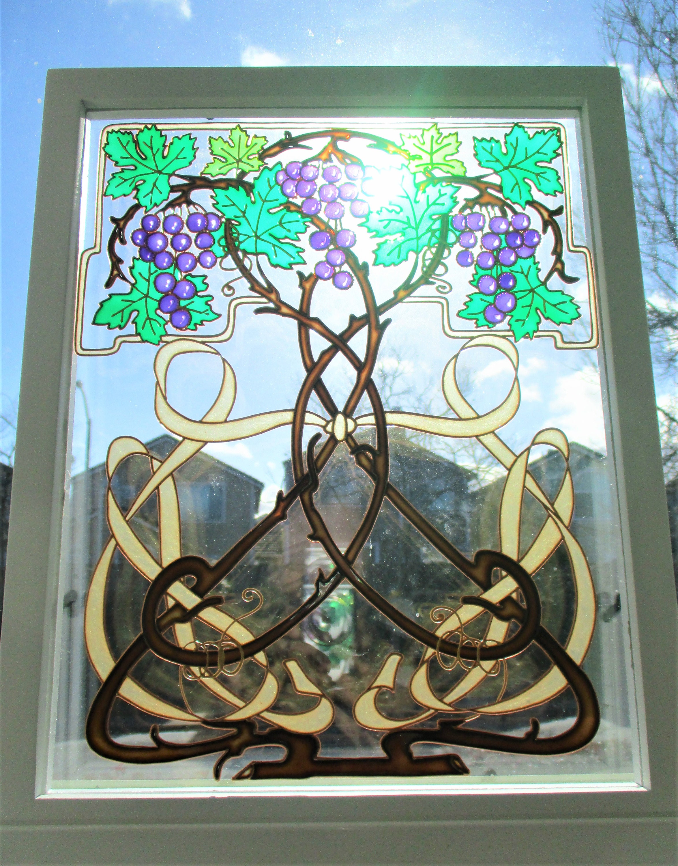 Art Deco Grape Tree 15x12 Sun Catcher Glass Painting Painted - Etsy
