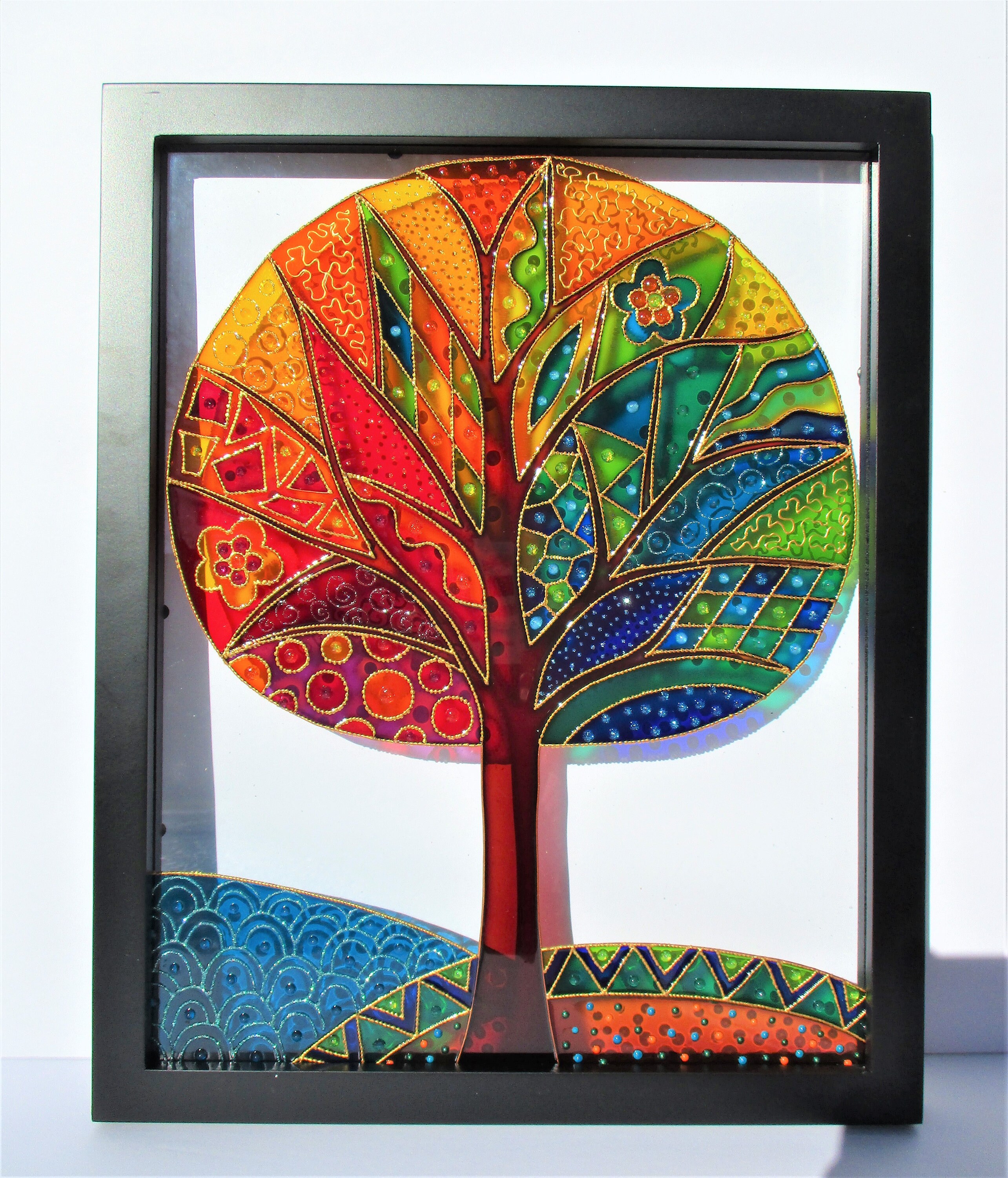 Tree Art Glass Painting Bohemian Decor Wall Decor Painted - Etsy