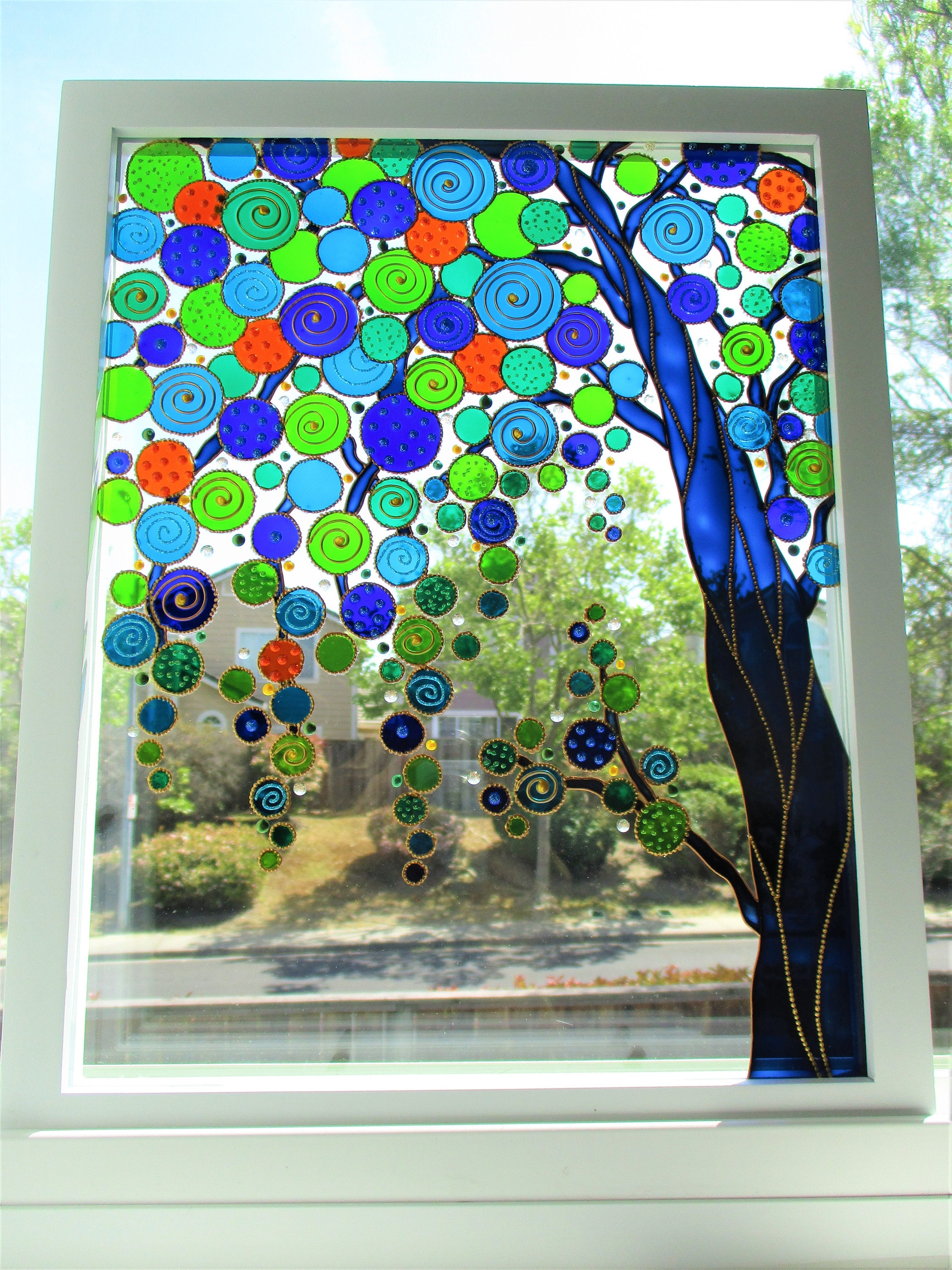 Tree Art 12x15 Glass Painting Glass Art Painted Glass Window | Etsy